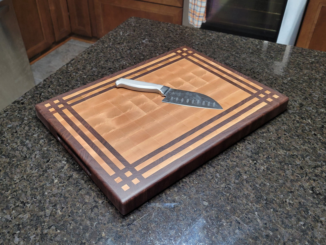 Four Corners Pattern End Grain Cutting Board 12" x 18" x 1-3/4" Thick ...